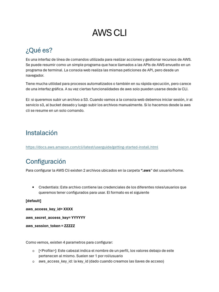 5 - Aws Cli | PDF | Interfaz de línea de comando | Archivo de computadora
