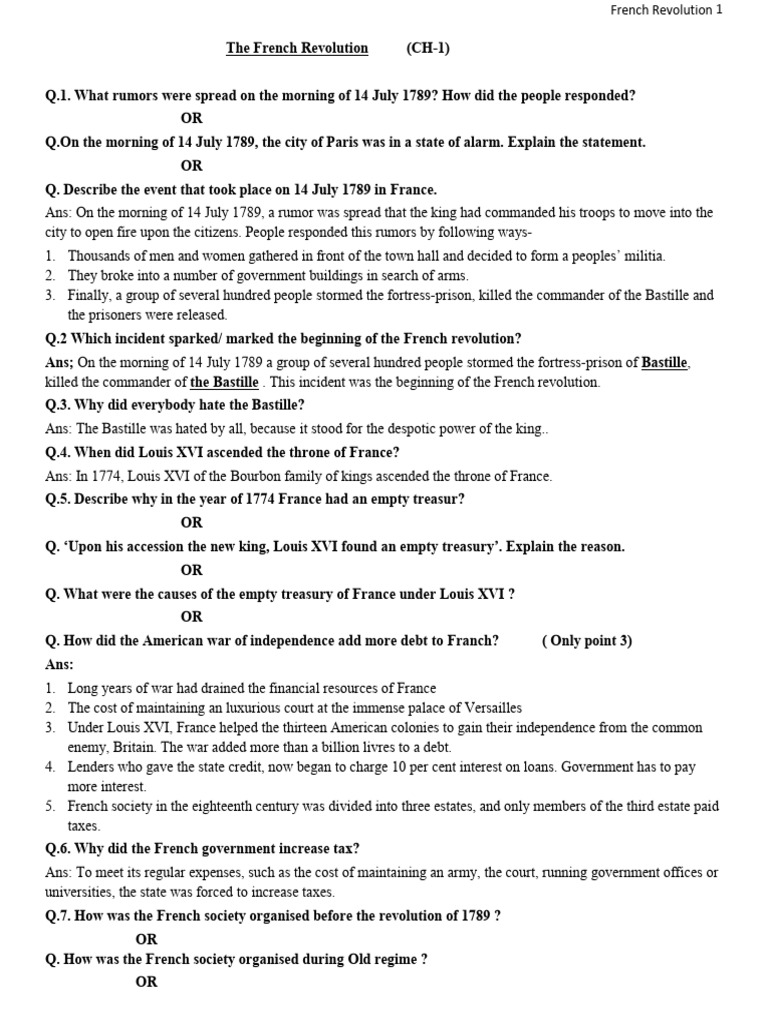 CH-1 The French Revolution | PDF | French Revolution | Slavery