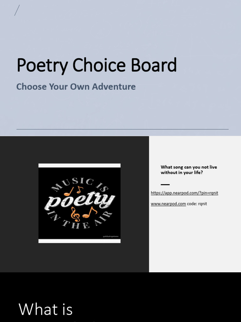 Ecosystem Poetry Choice Board | PDF | Poetry