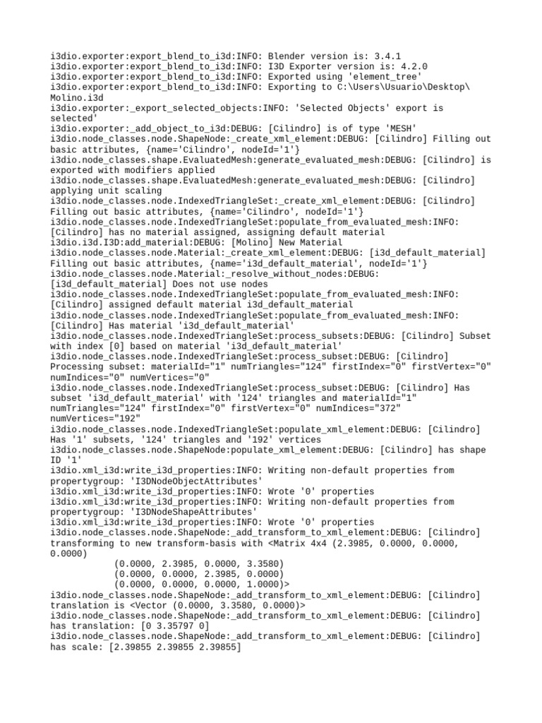 Molino_export_log | PDF | Shape | Computing