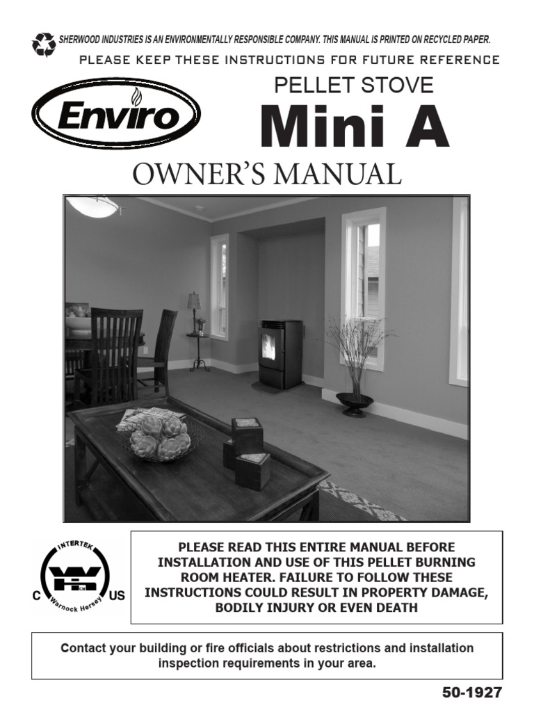 Enviro Mini A Pellet Stove User Manual | PDF | Stove | Thermostat