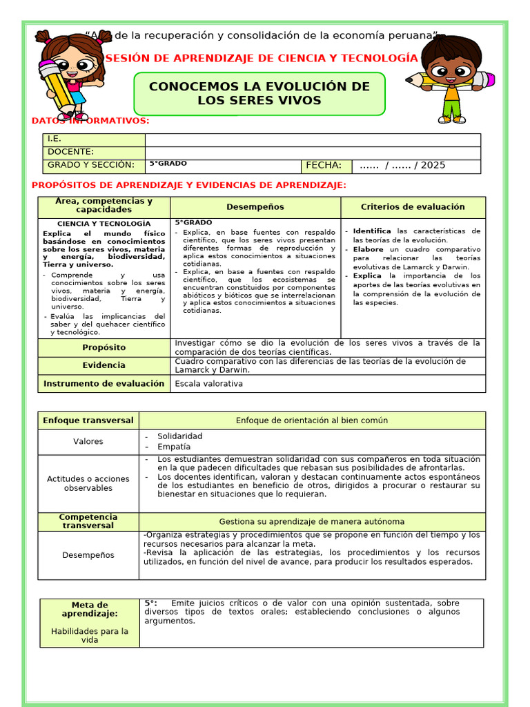 Ses-Juev-Cyt-Conocemos La Evolución de Los Seres Vivos | PDF | Evolución | Charles Darwin