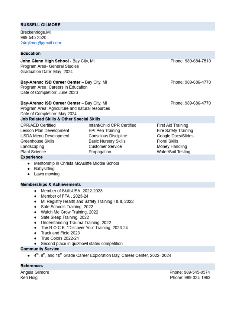 Russell J Gilmore Resume | PDF