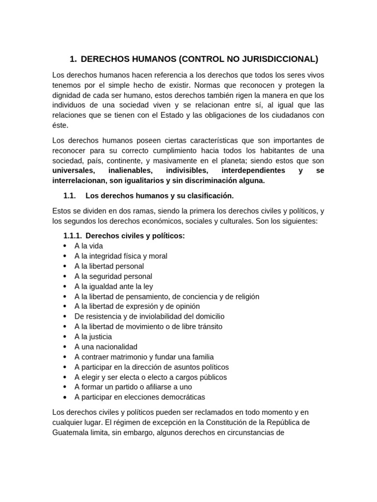 Derechos Humanos en Guatemala: Protección y Clases | PDF | Derechos ...