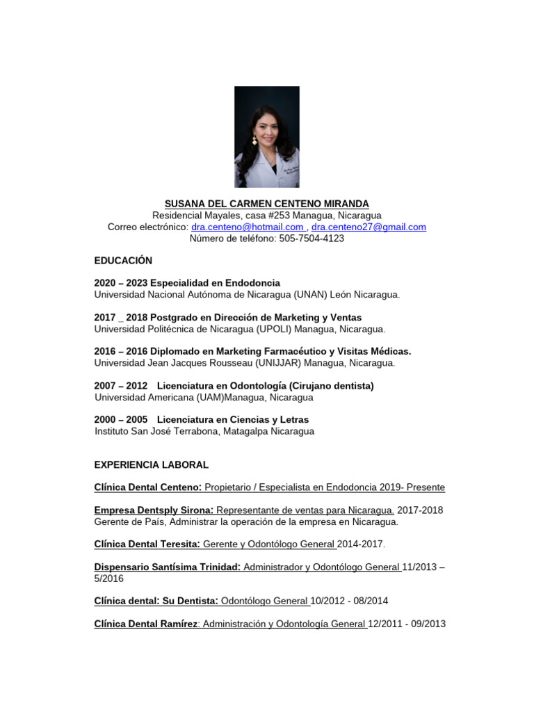 Curriculum en Español Marzo 2025 | PDF | Odontología | Higiene oral