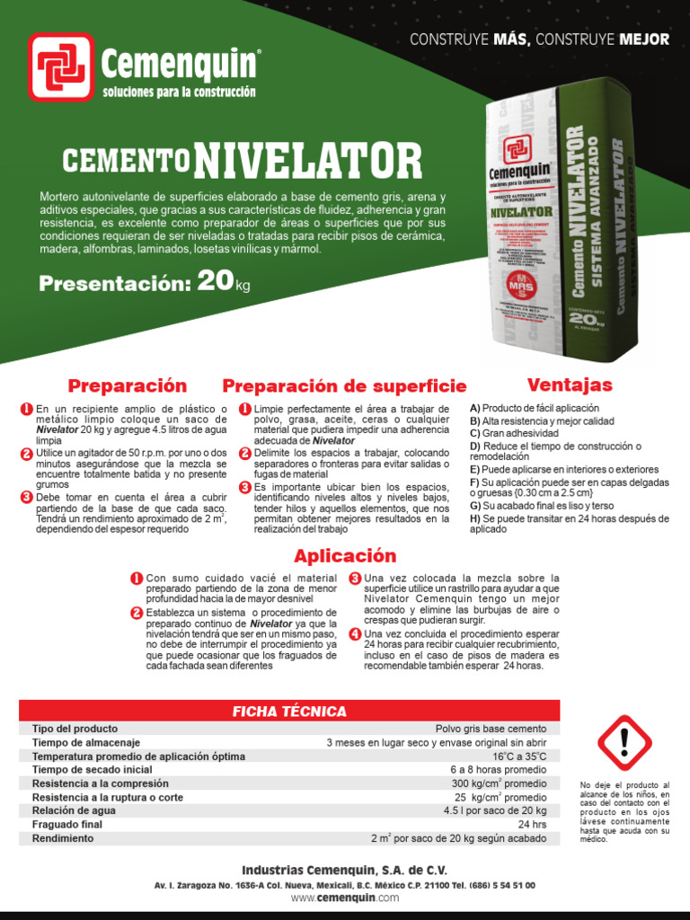 Mortero Nivelator para Construcción | PDF | Cemento | Materiales