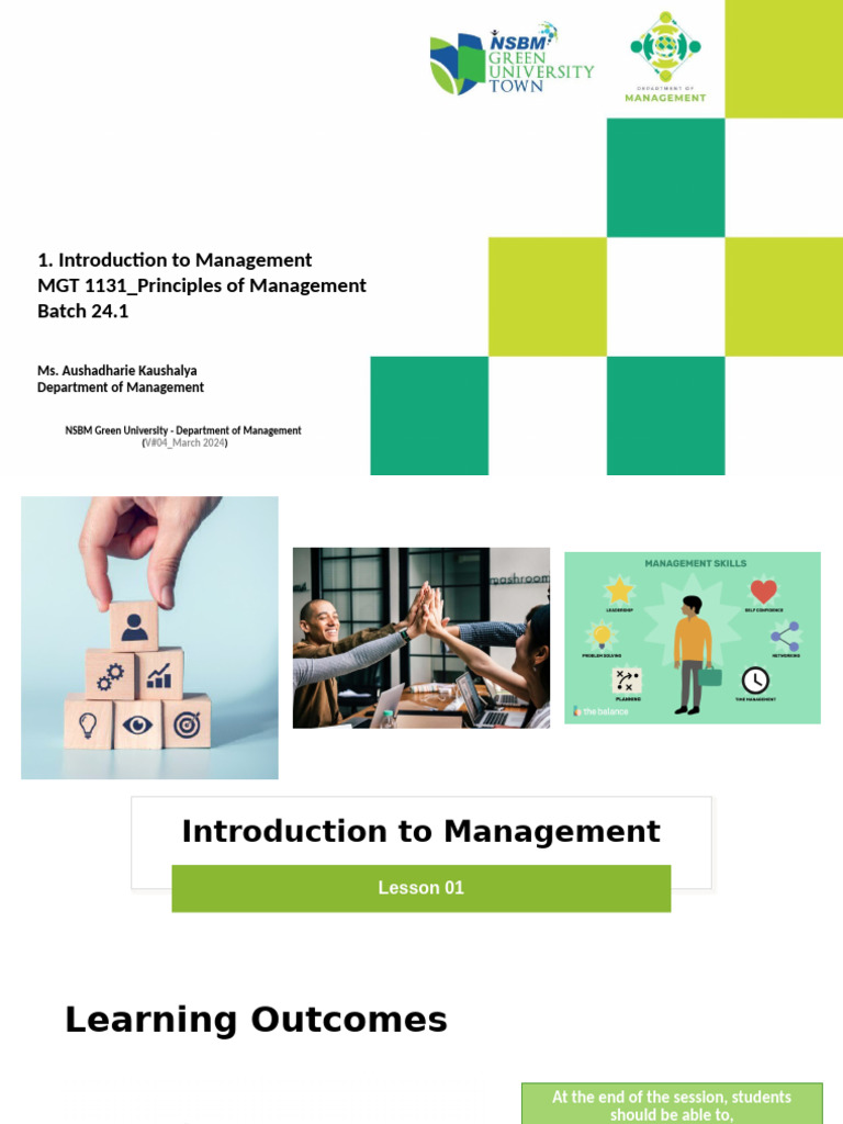 1. Introduction to Management 24.1 (Student) | PDF | Efficiency | System