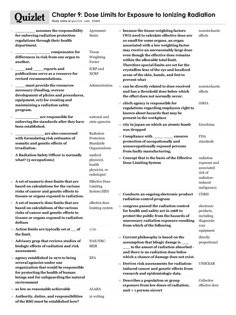 Radiation Dose Limits and Safety Regulations | PDF | Ionizing Radiation ...