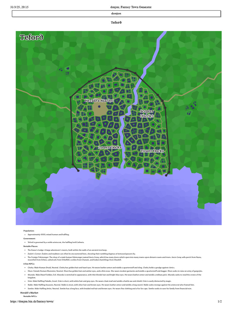 donjon; Fantasy Town Generator 4 | PDF