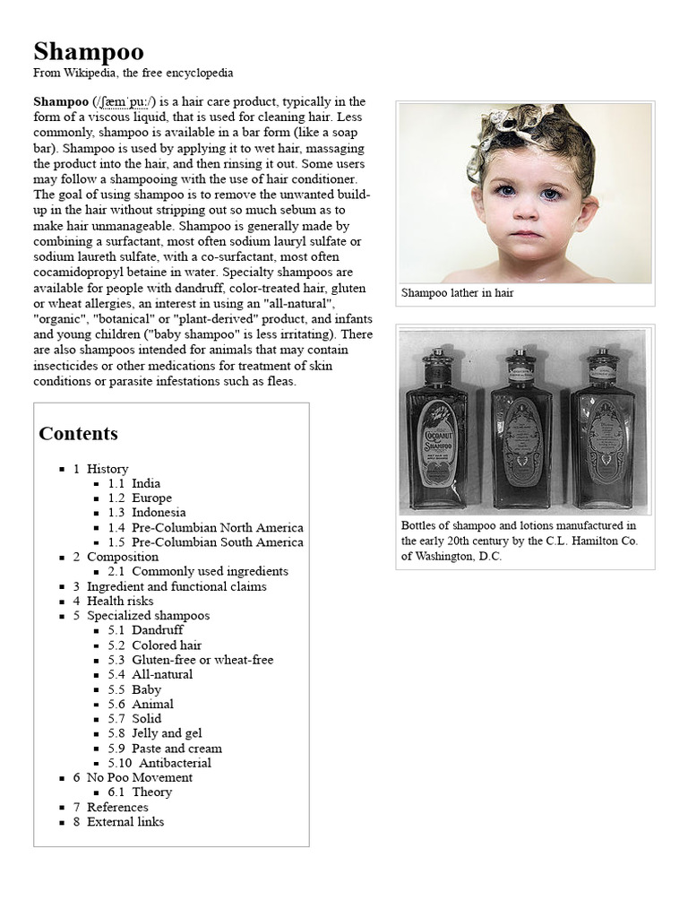 Shampoo - Wikipedia, The Free Encyclopedia | PDF | Shampoo