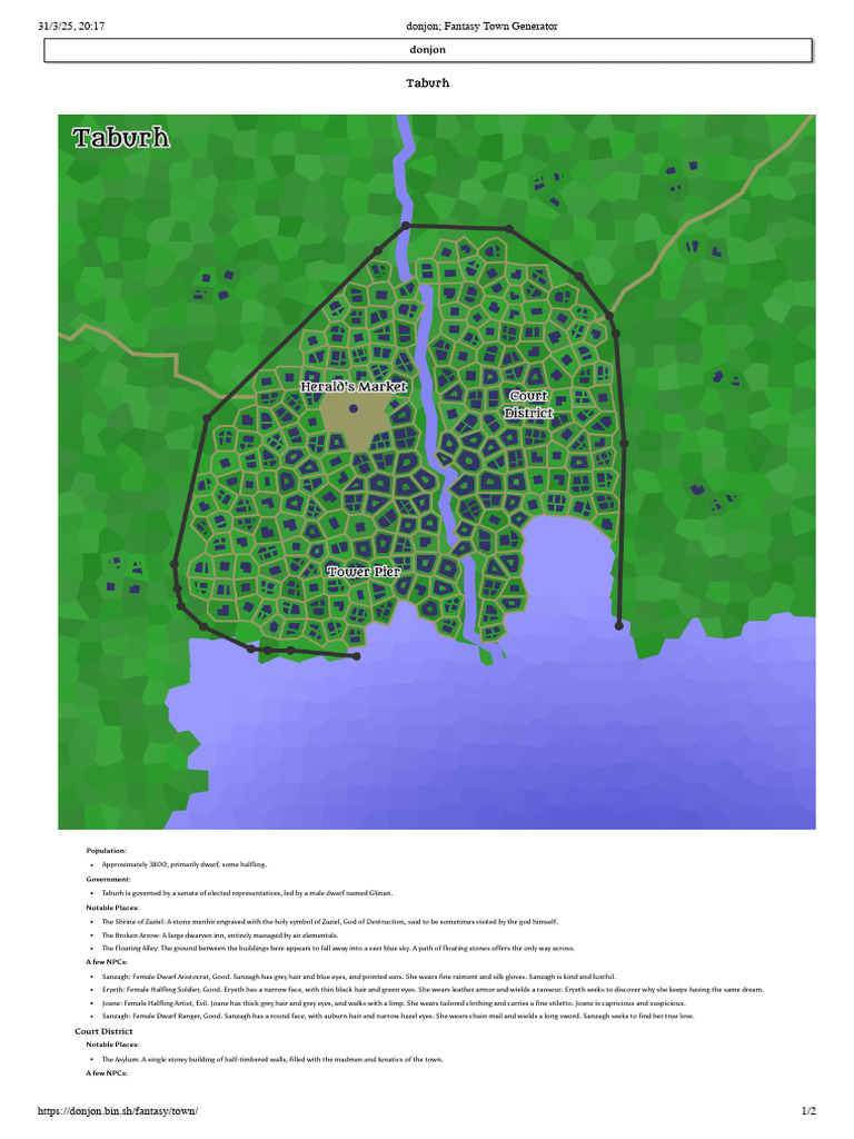 donjon; Fantasy Town Generator | PDF | Eye Color