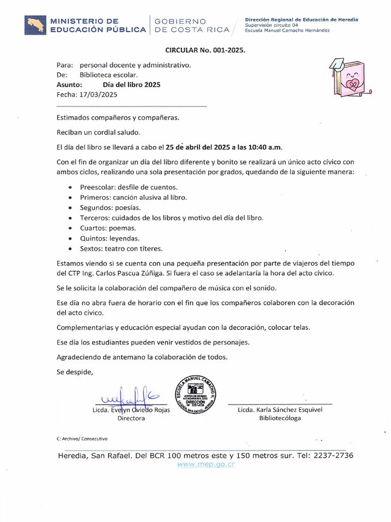 Circular Día Del Libro | PDF