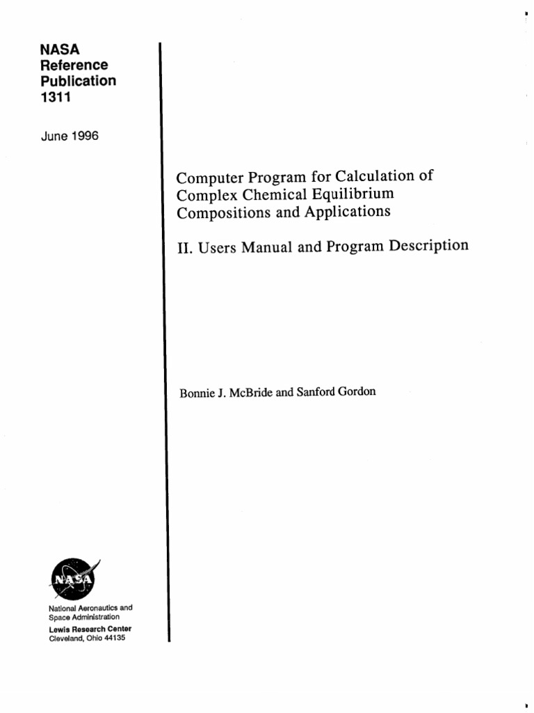 NASA CEA Users Guide | PDF