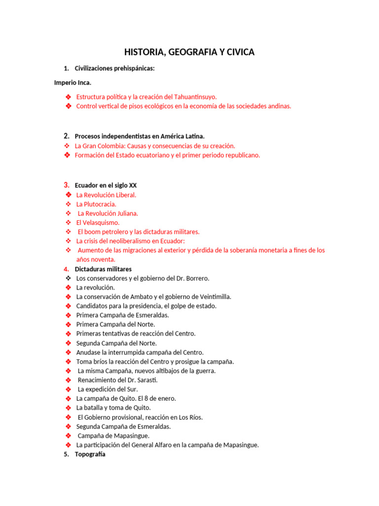 Historia y Geografía de Ecuador | PDF | Ecuador