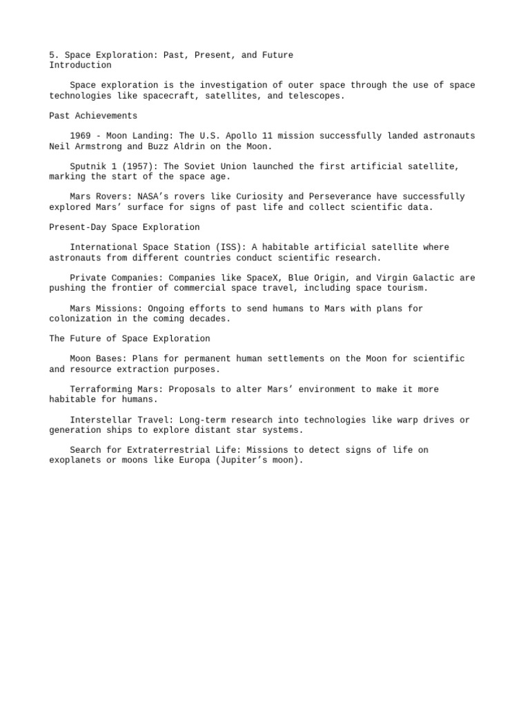 Space Exploration Past, Present, and Future | PDF