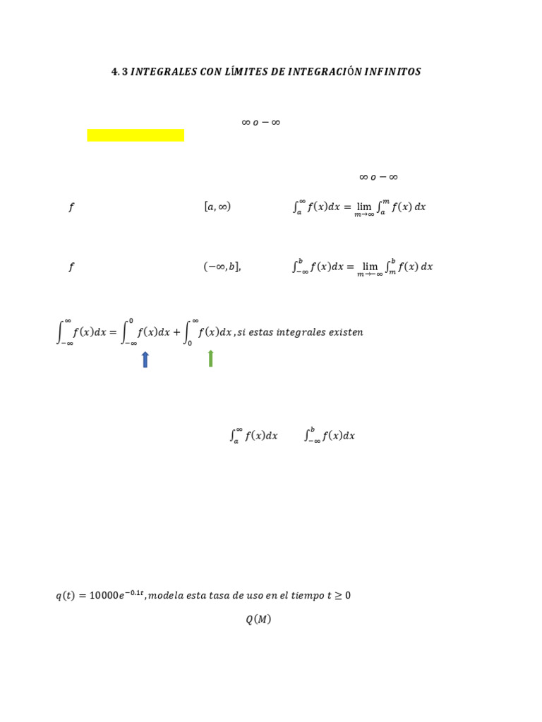 Integrales Impropias y Límites Infinito | PDF | Integral | Límite ...