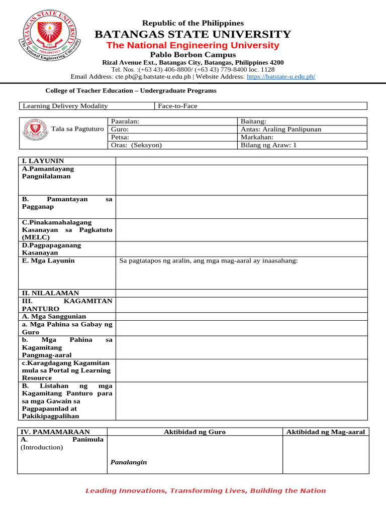 Idea - Exemplar Lesson Plan Format | PDF