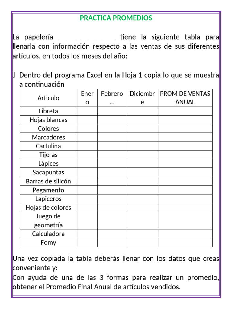 Practica Promedios | PDF