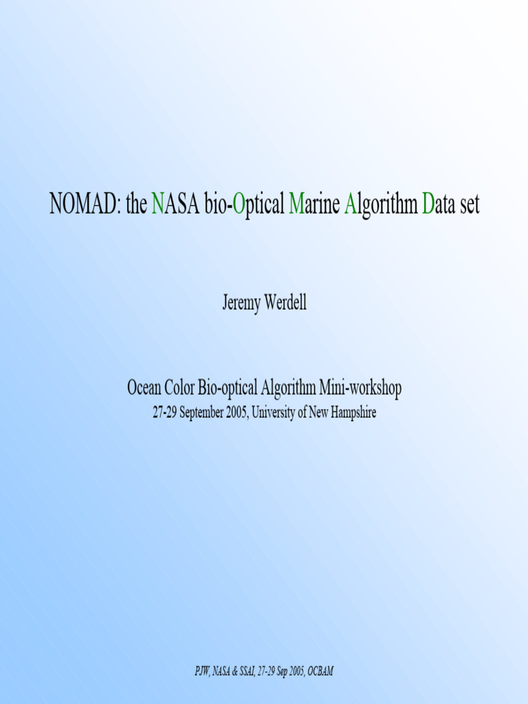 2005 An Improved in Situ Bio-Optical Data Set For Ocean Color Algorithm ...