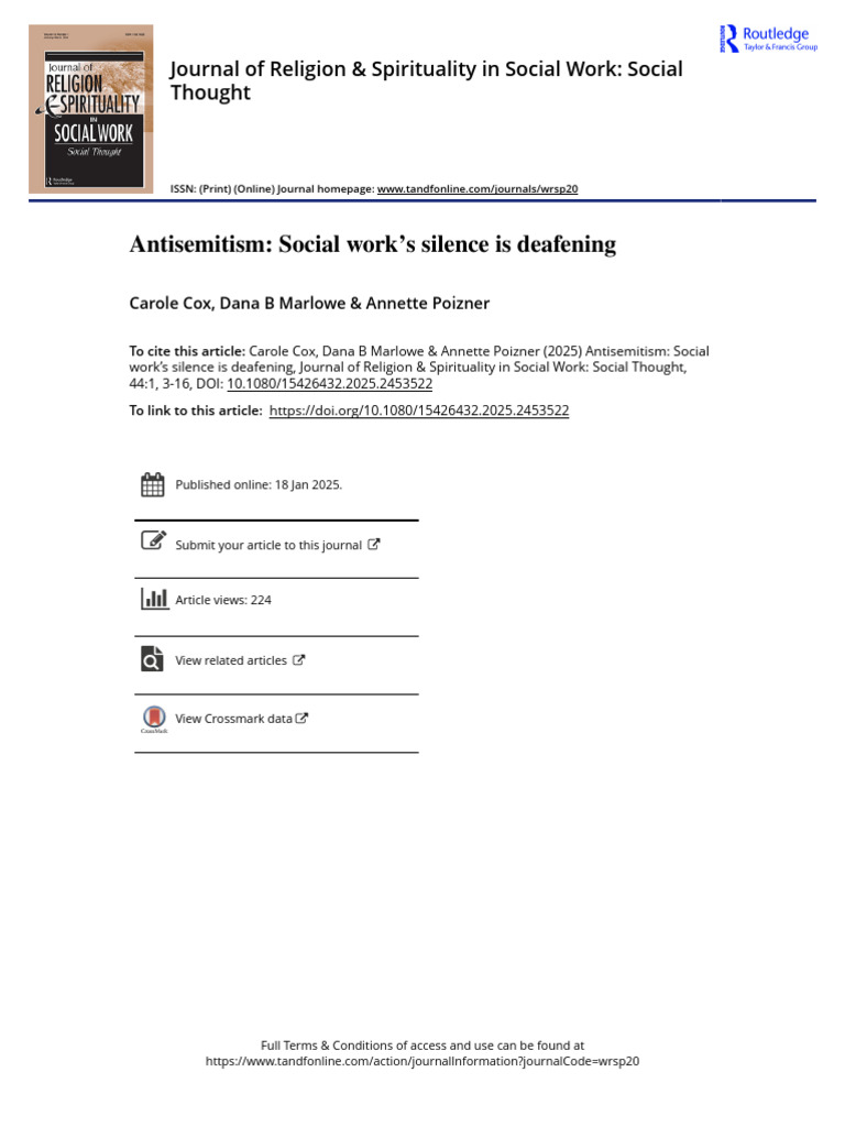 01-Antisemitism - Social Work - S Silence Is Deafening | PDF ...