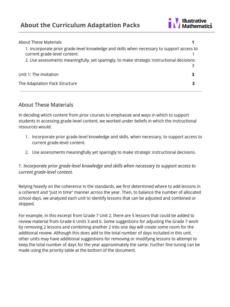 About The Curriculum Adaptation Packs | PDF | Pedagogy | Learning
