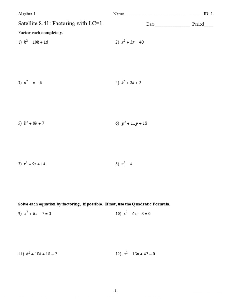 8.41 Factoring With LC 1 | PDF | Area | Factorization