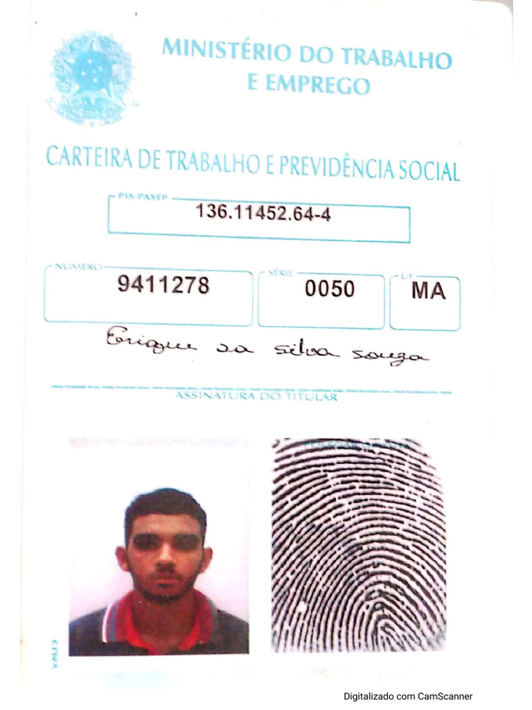 Carteira de Trabalho Erique Silva Sousa | PDF