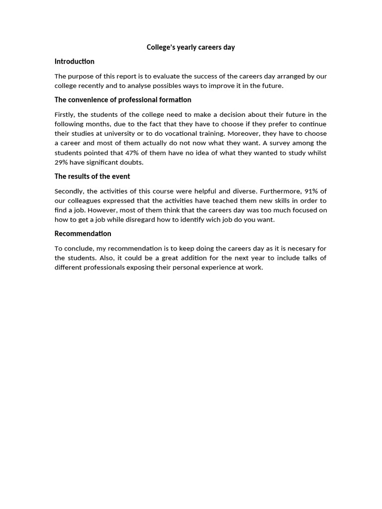 Evaluating College Careers Day Success | PDF