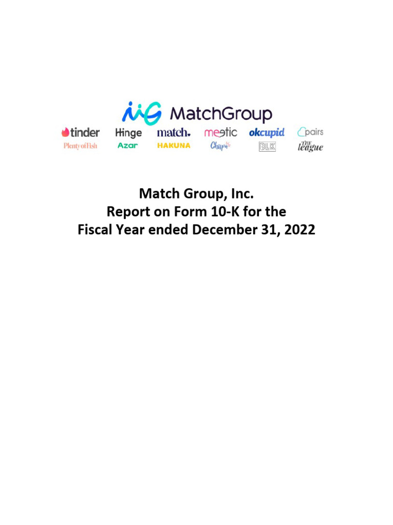 Match Group 2022 Annual Report | PDF | Privacy | Trademark