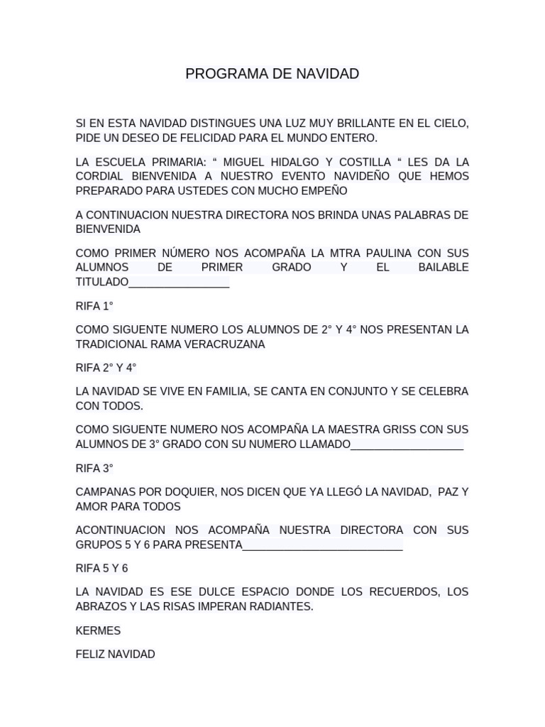 PROGRAMA NAVIDEÑO 2024 | PDF