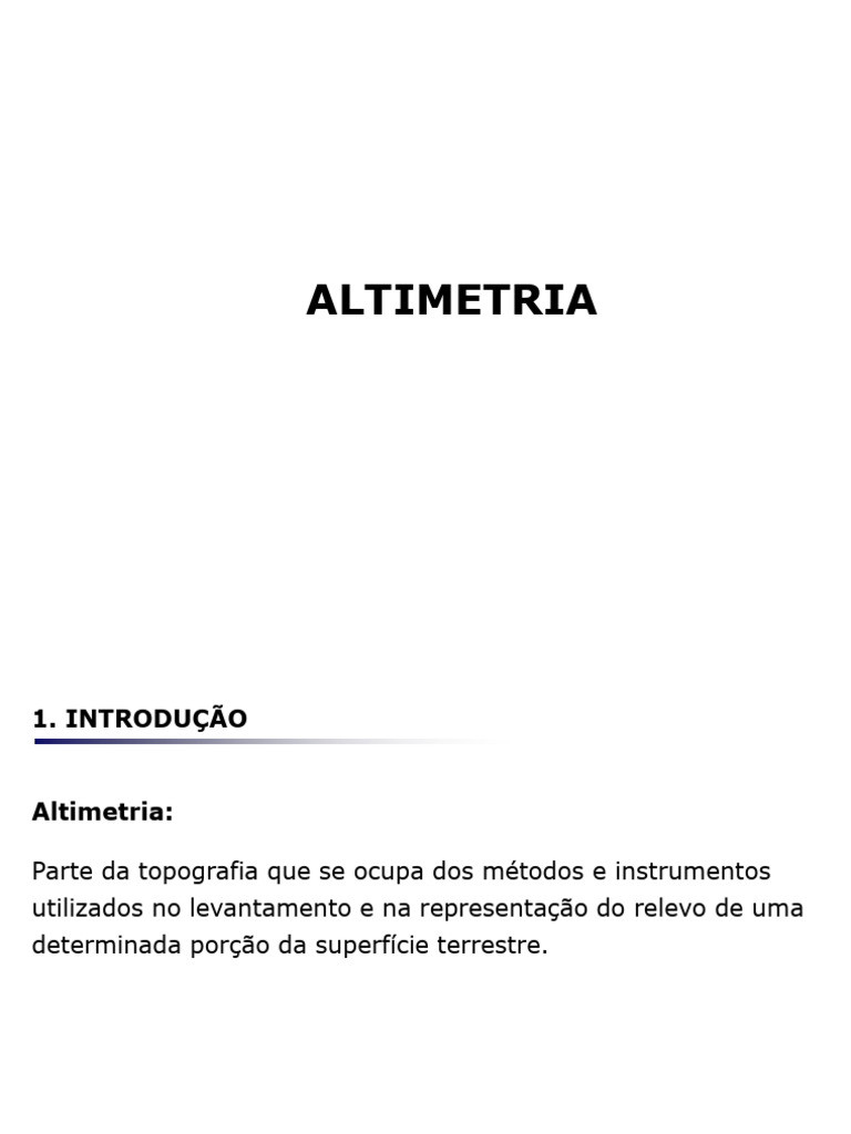 Altimetria - Aula de Topografia | PDF | Tecnologia geográfica | Geociências