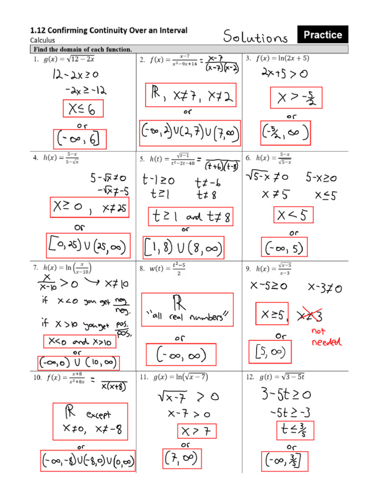 Calc 1.12 Solutions | PDF