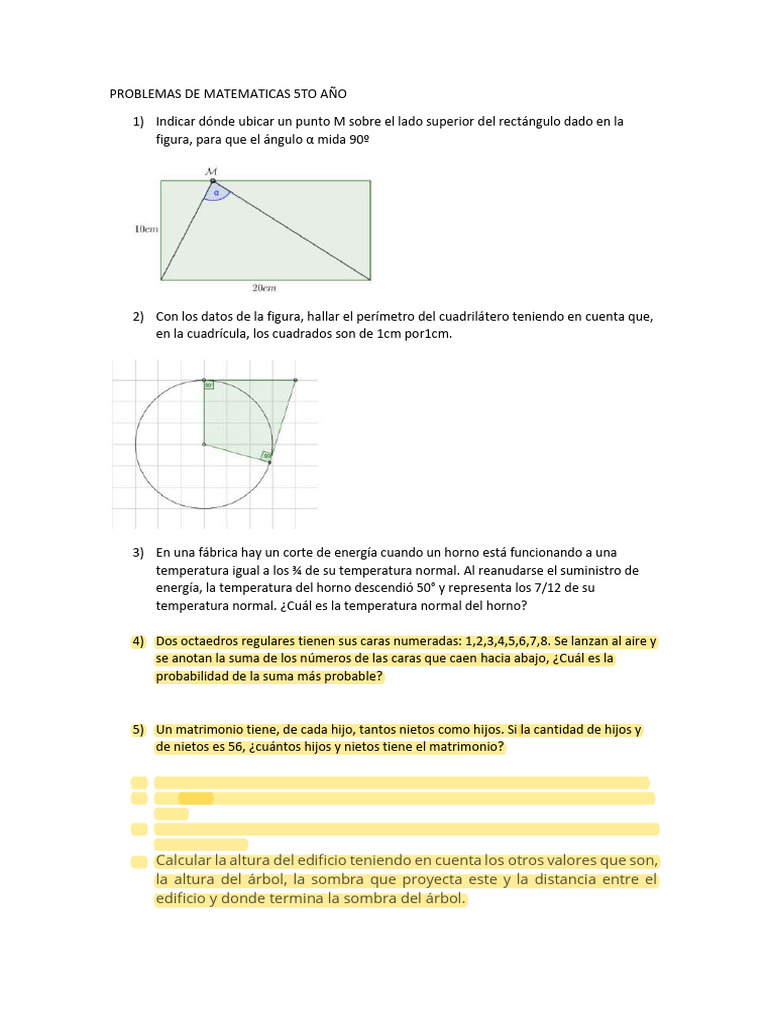 Problemas de Matematicas 5to Año | PDF