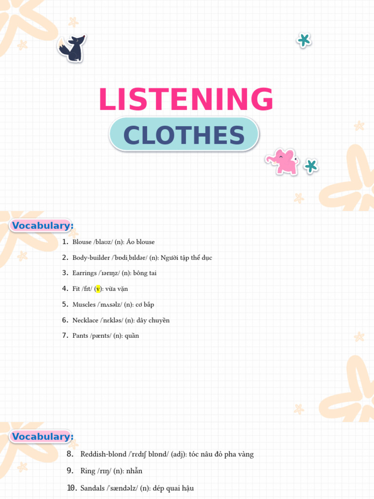 Listening - Clothes | PDF
