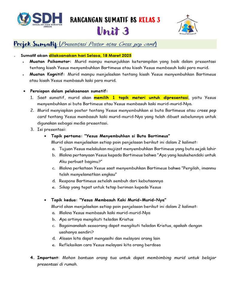 Rancangan Sumatif BS Unit 3 - Gr.3 | PDF