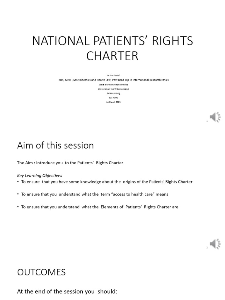Lecture 4 - 14 Marchl 2023 National Patients' Rights Charter | PDF ...