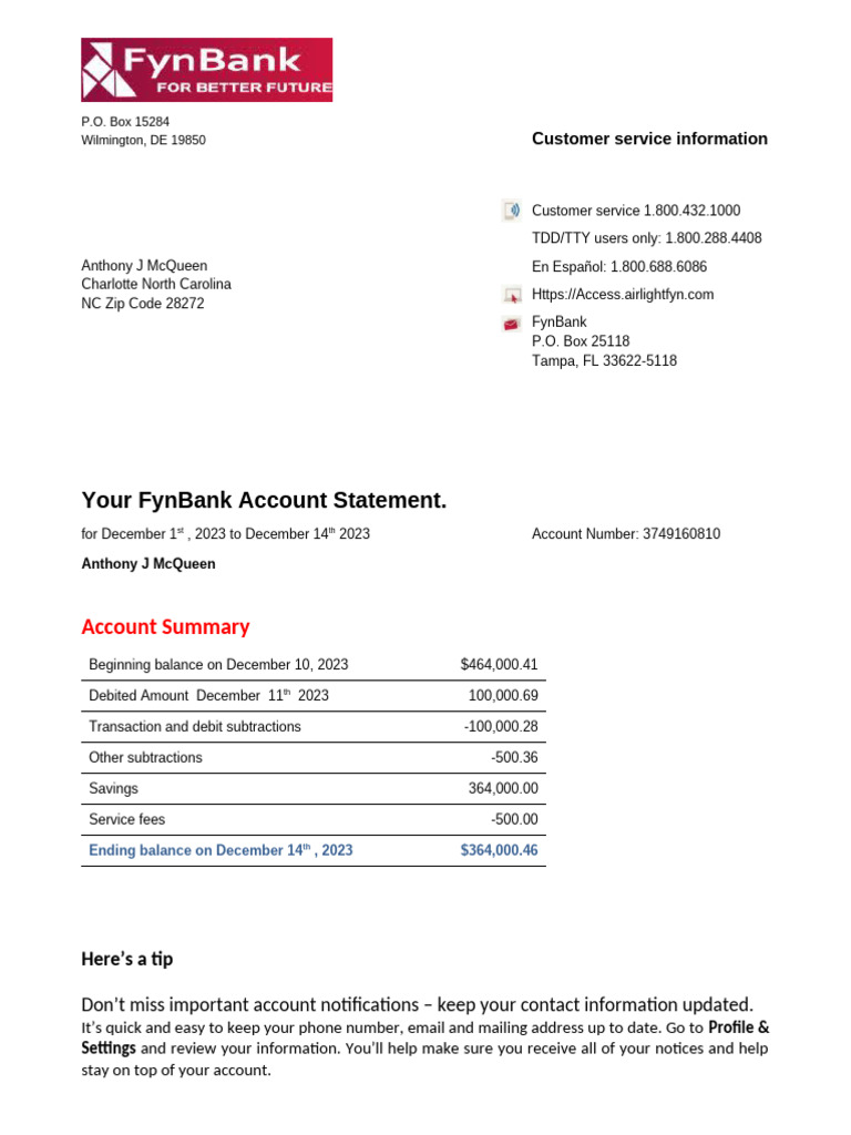 Bank of America Bank Statement TemplateLab.com | PDF