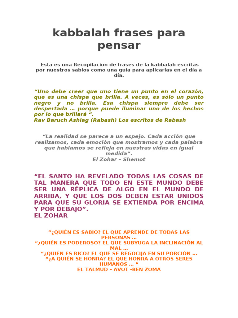 Kabbalah Frases para Pensar | PDF | Amor | Kábala