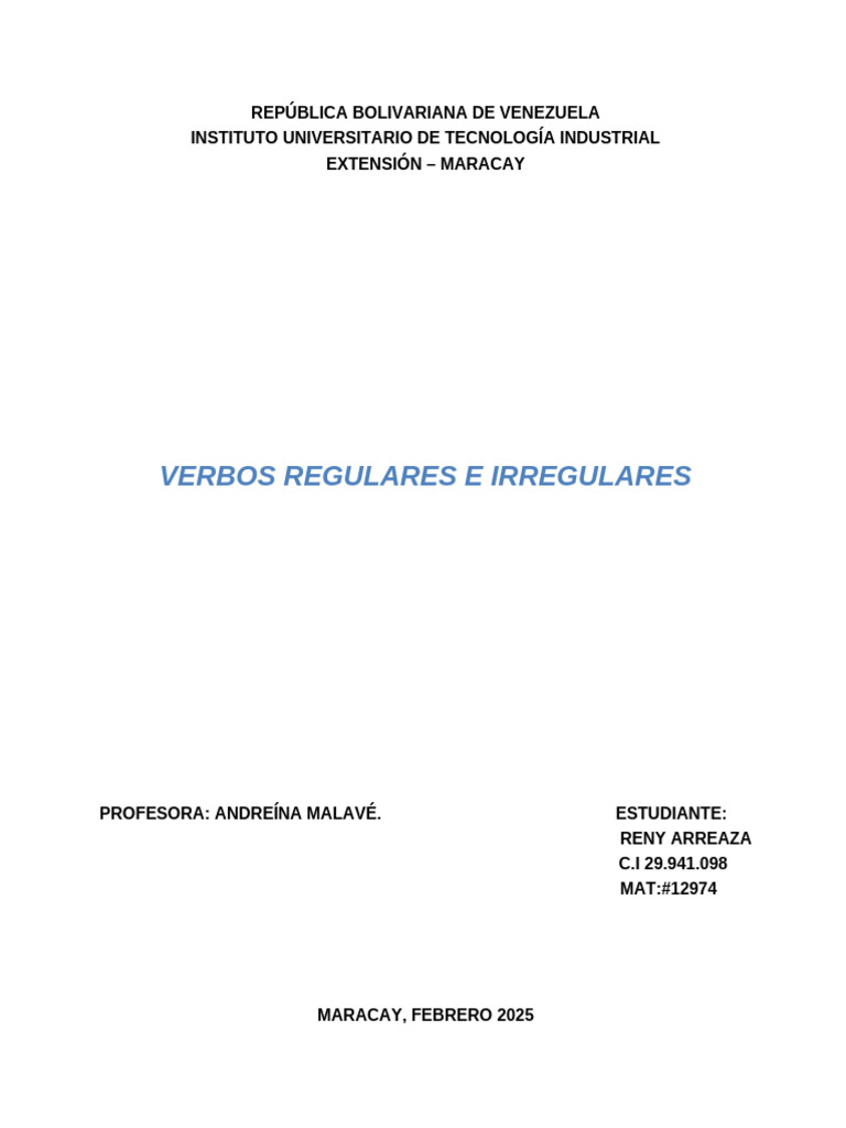 Reny | PDF | Verbo