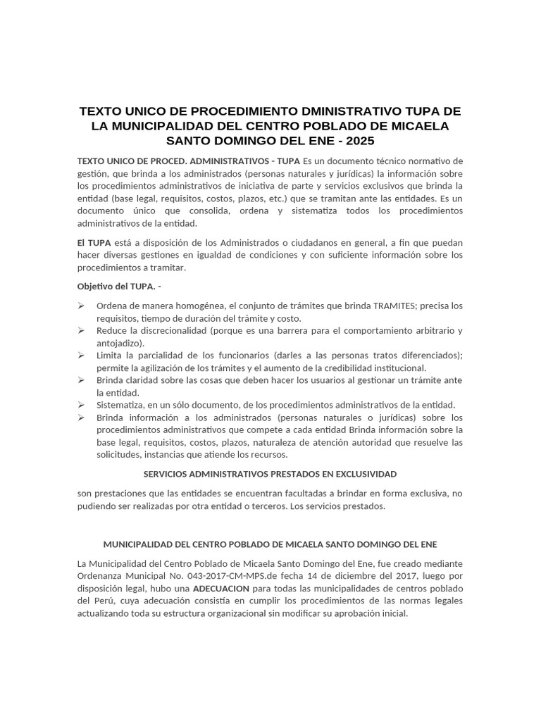 Informe Del Tupa 2025 | PDF | Gobierno local | Justicia
