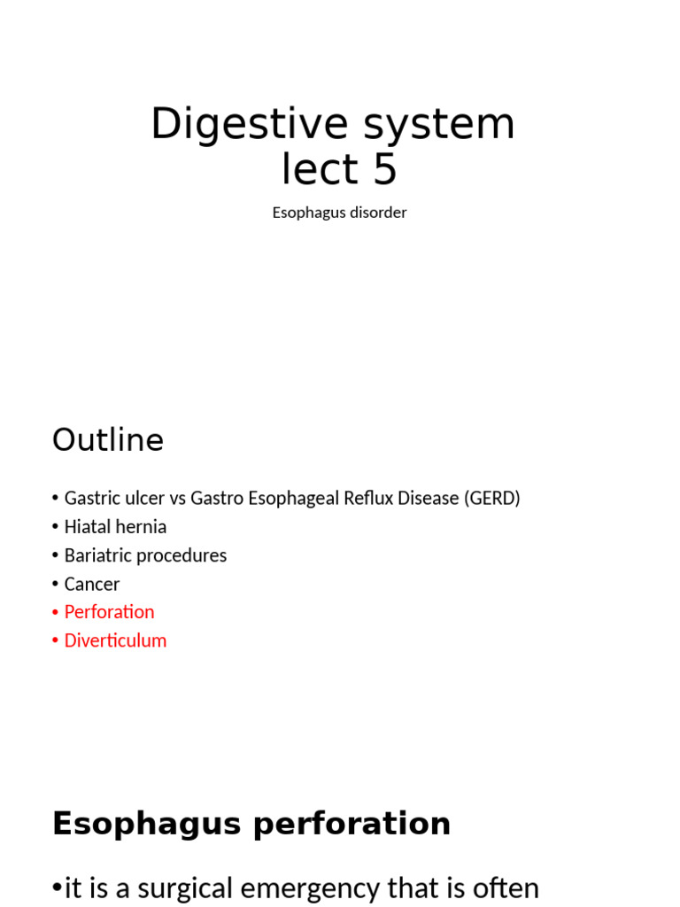 Lect 5 Esophagus Disorder | PDF | Esophagus | Diseases And Disorders