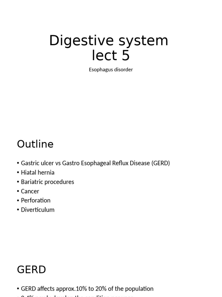 Lect 4 Esophagus Disorder | PDF | Gastroesophageal Reflux Disease | Esophagus