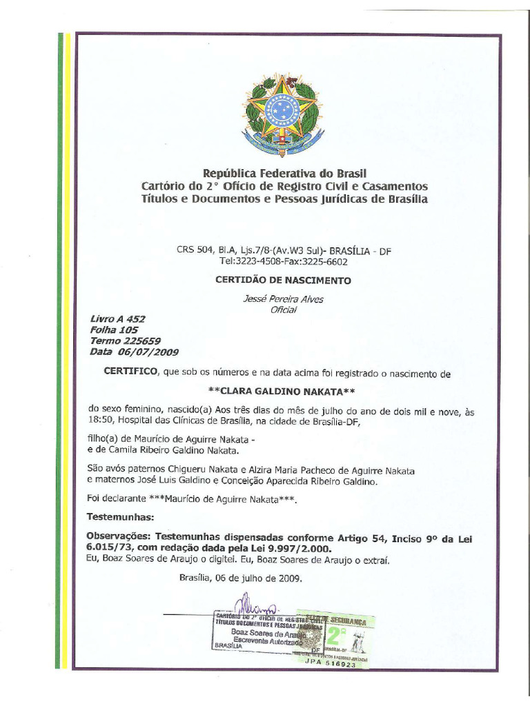 Certidao de Nascimento | PDF