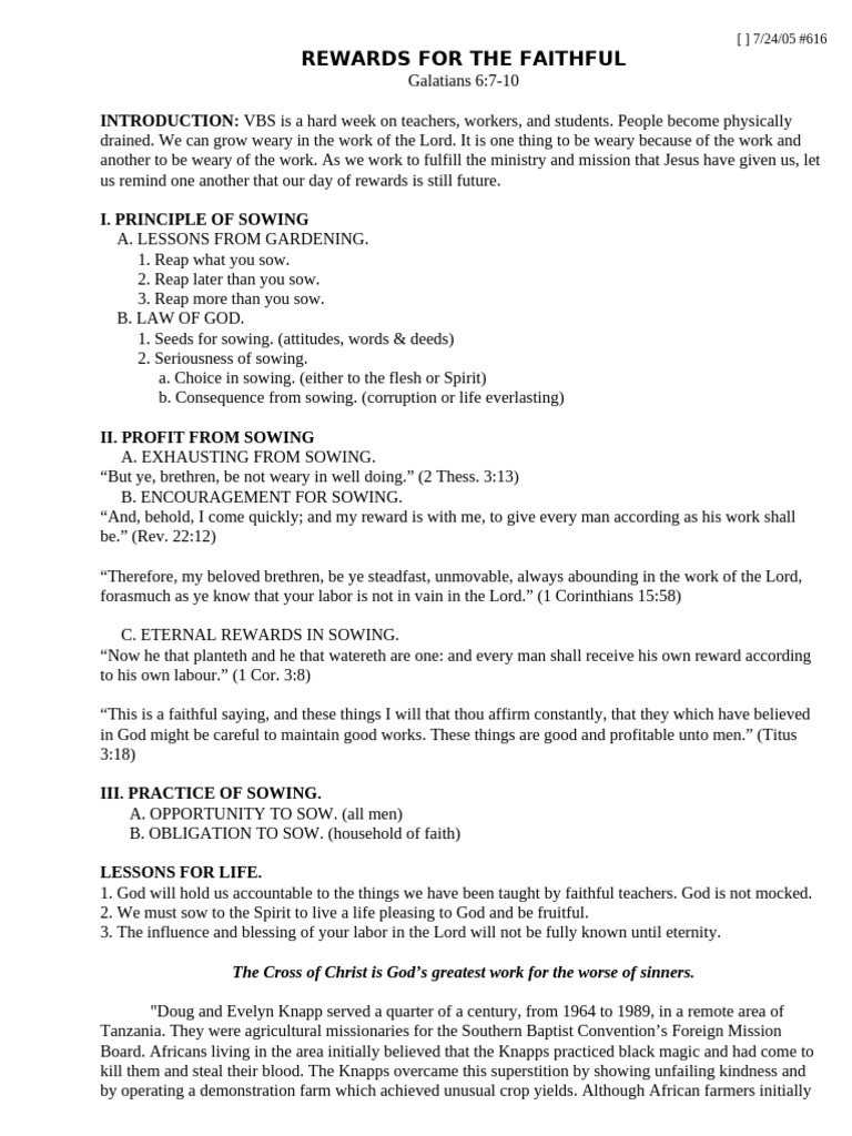 Rewards For The Faithful #616 | PDF | Eternal Life (Christianity) | Theology