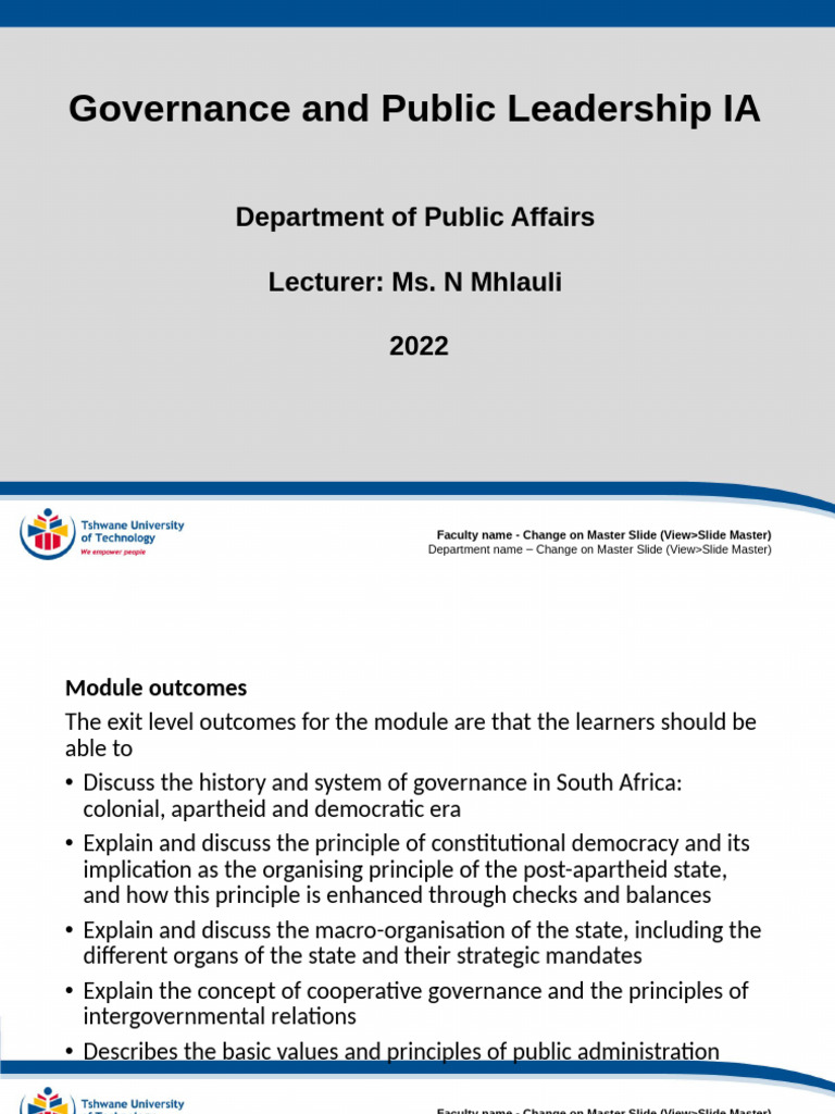 South African Governance and Leadership Overview | PDF | Governance ...