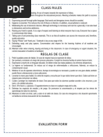 10 Reglas de Clase en Inglés y Español | PDF