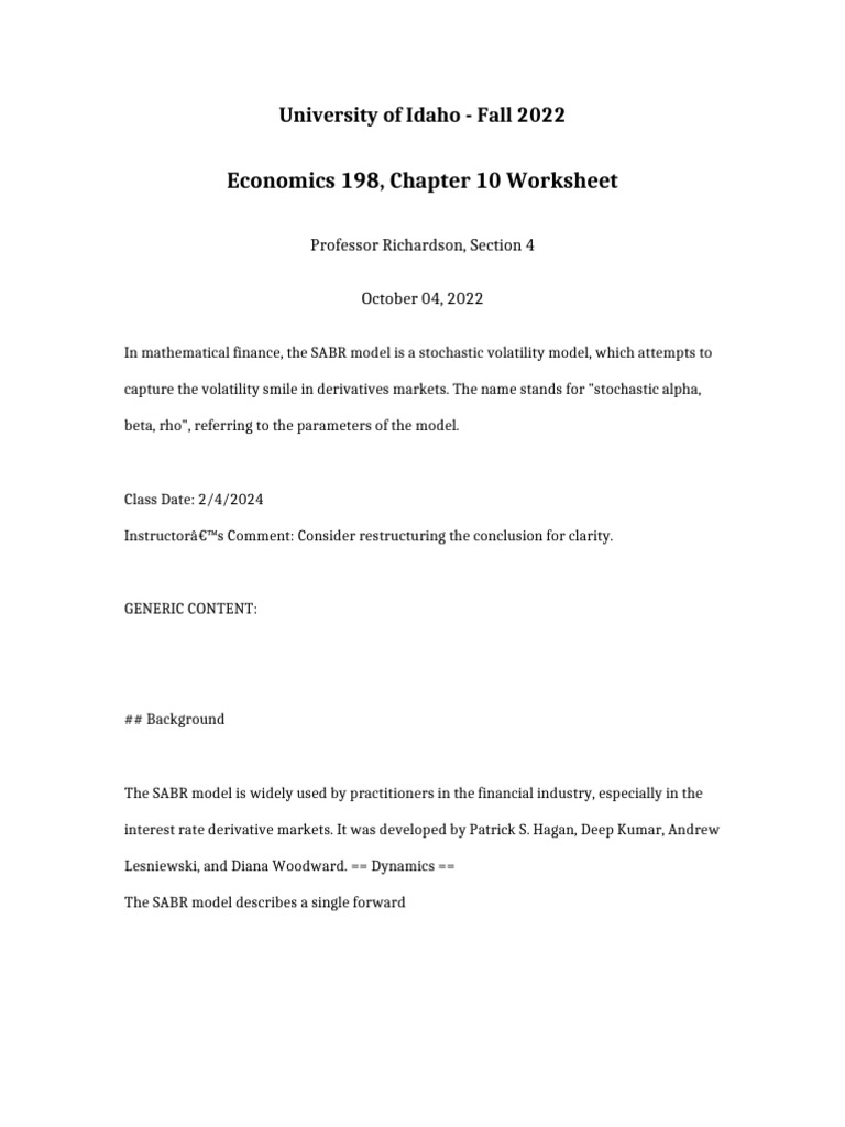 Economics 198 Chapter 10 Worksheet | PDF | Mathematical Economics ...