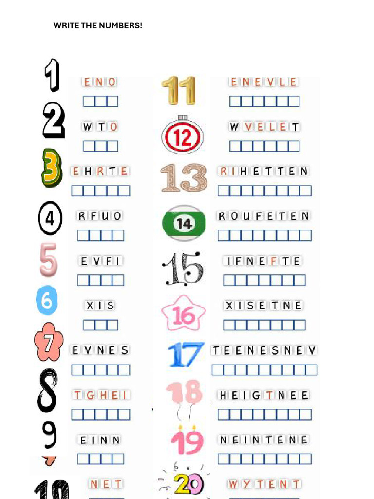 NUMBERS 1 To 20 | PDF