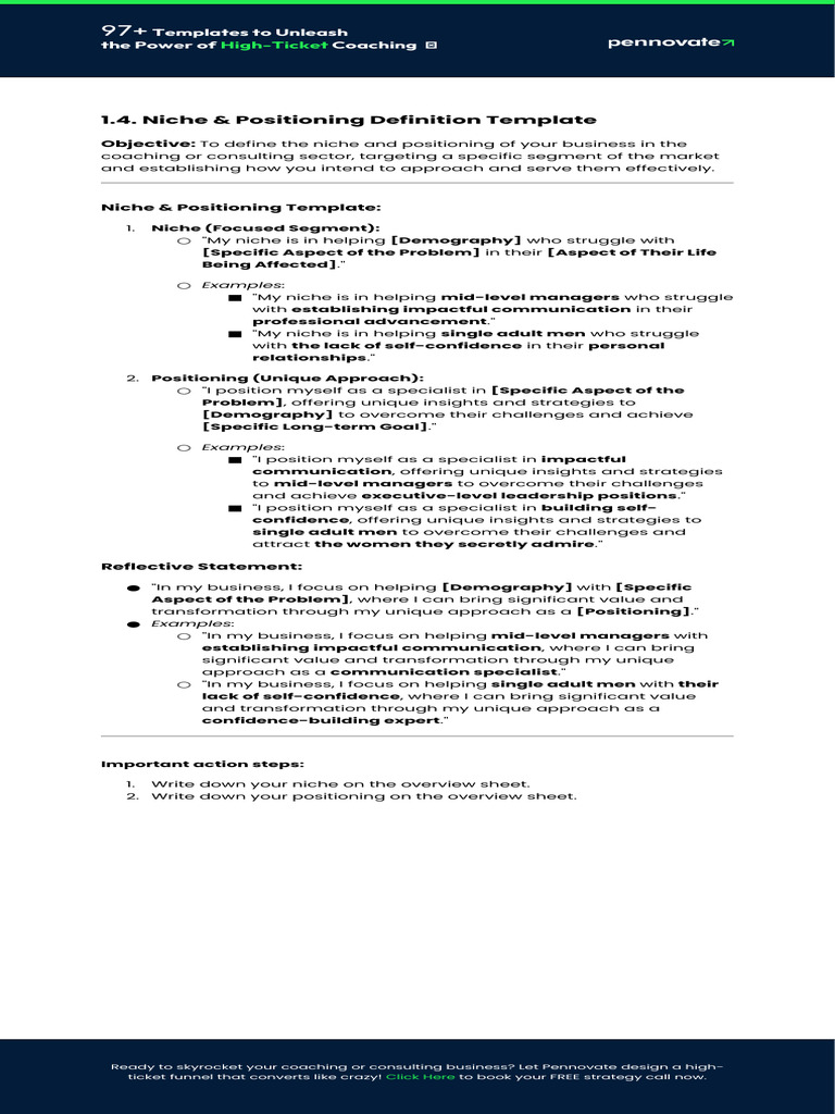 1.4 Niche - Positioning Definition Template | PDF