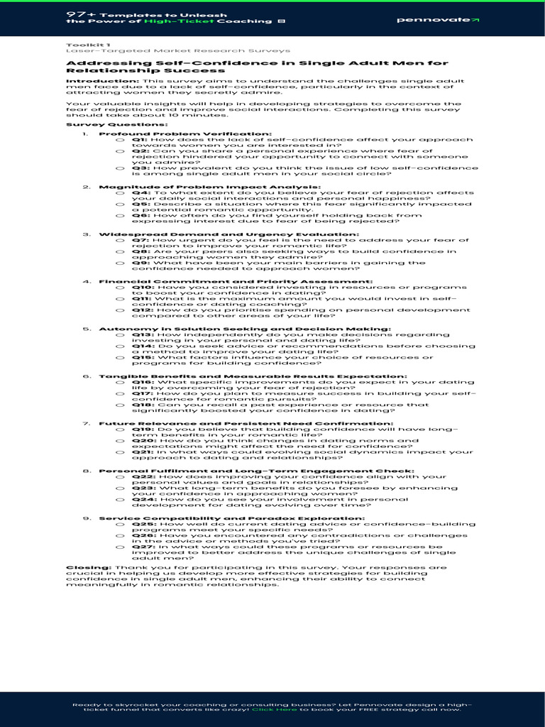 Example Survey 2 - Single Adult Men | PDF | Psychological Concepts ...